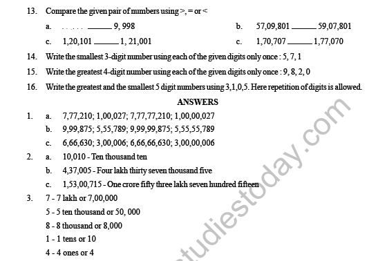 CBSE Class 4 Maths Place Value question bank CBSE Class 4 Maths Place Value question bank